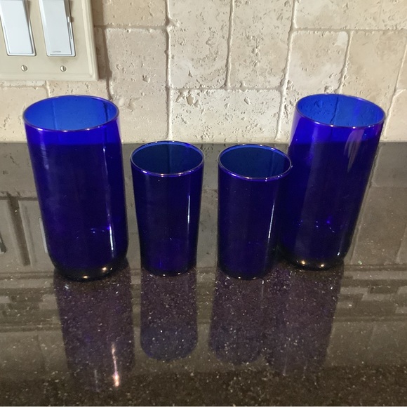 Dining | Libbey Cobalt Blue Glass Tumblers Set Of 4 Glasses | Poshmark